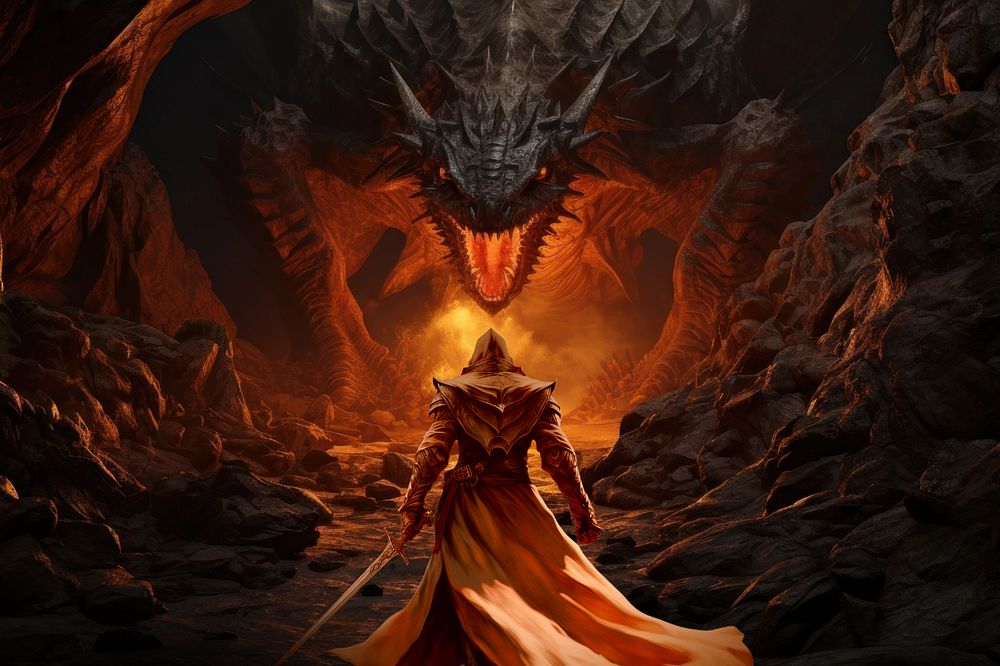 Dragon's lair fantasy remix, editable | Free Scene Creator - rawpixel