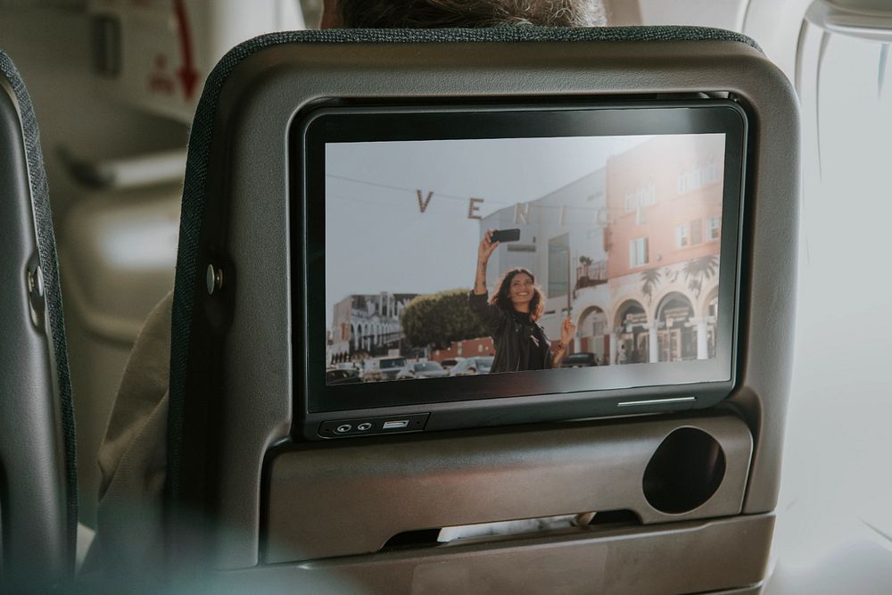 Plane TV screen mockup, editable | Premium Mockup Generator - rawpixel