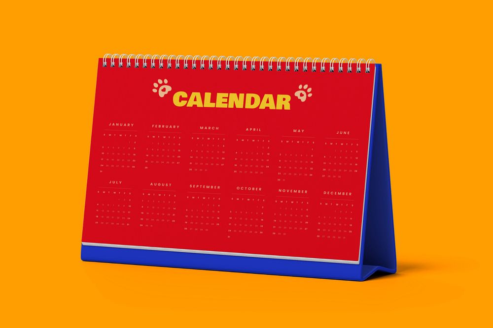Desktop calendar mockup, colorful 3D | Premium Mockup Generator - rawpixel