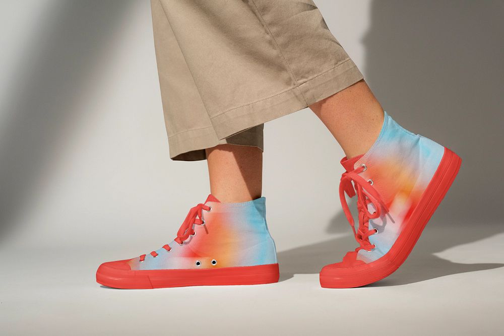 Colorful high top sneaker mockups, | Premium Mockup Generator - rawpixel