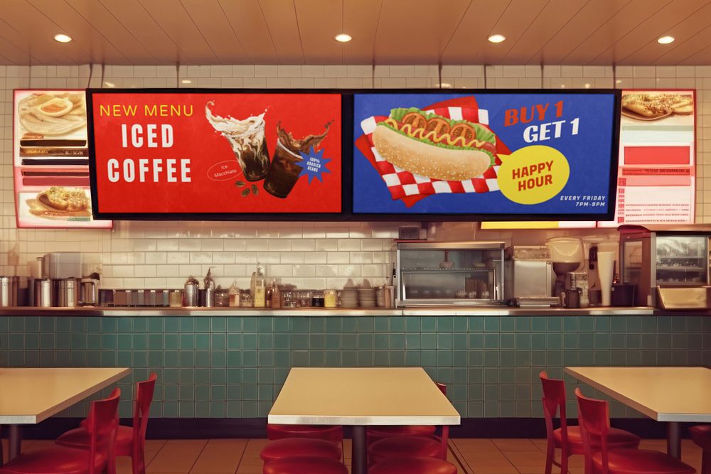 Digital menu screen editable mockup, | Premium Mockup Generator - rawpixel