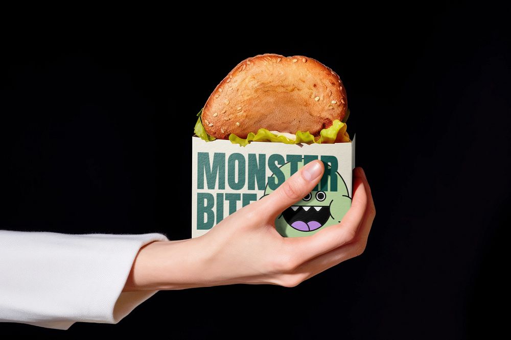 Burger box packaging mockup, editable | Premium Mockup Generator - rawpixel