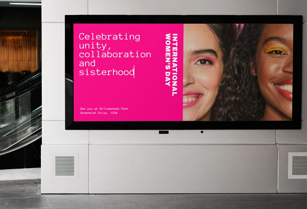 Indoor billboard screen mockup, editable | Premium Mockup Generator ...