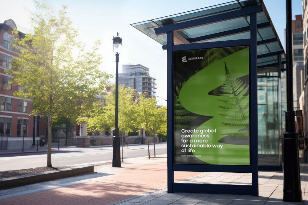 Bus station ad sign mockup, | Premium Mockup Generator - rawpixel