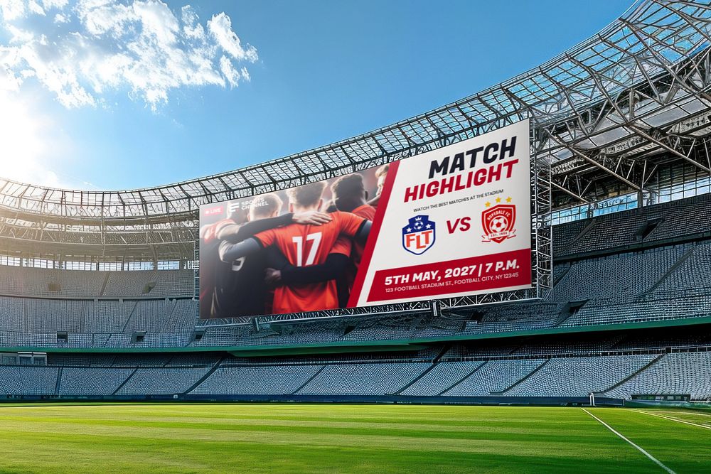 Football stadium TV screen mockup, | Premium Mockup Generator - rawpixel