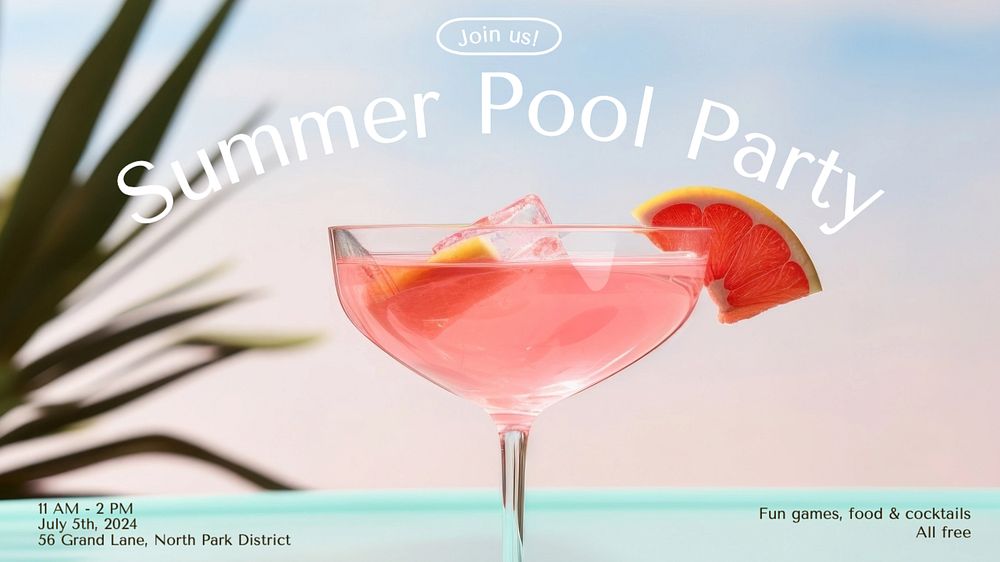 Summer pool party blog banner | Premium Editable Template - rawpixel