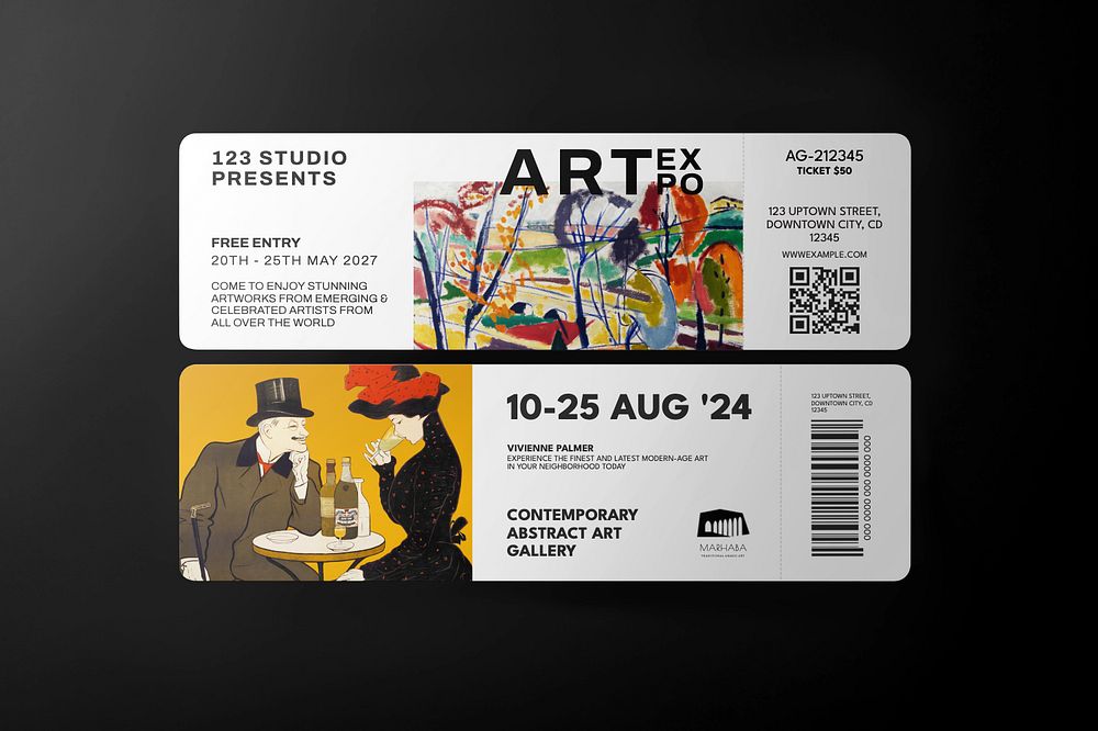 Art expo ticket mockup, editable | Premium Mockup Generator - rawpixel