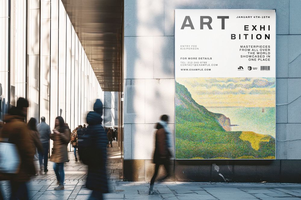 Art exhibition ad sign mockup, | Premium Mockup Generator - rawpixel