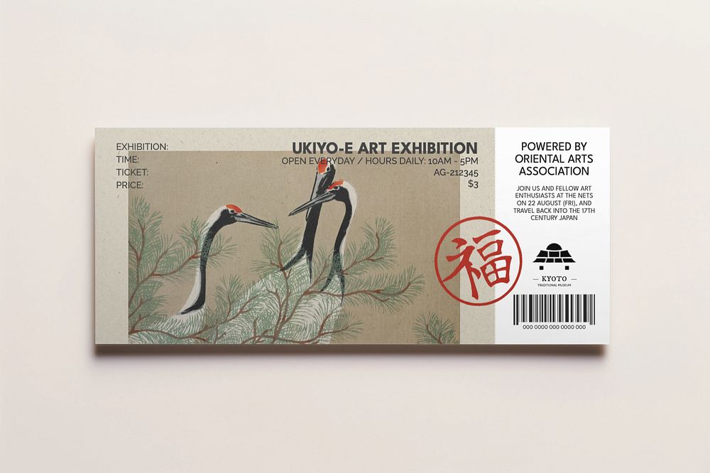 Art exhibition ticket mockup, editable | Premium Mockup Generator ...