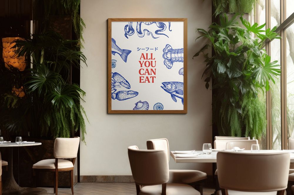 Restaurant's picture frame mockup, editable | Premium Mockup Generator ...