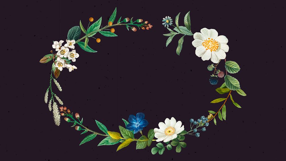 Floral oval frame desktop wallpaper, | Premium Editable Design - rawpixel