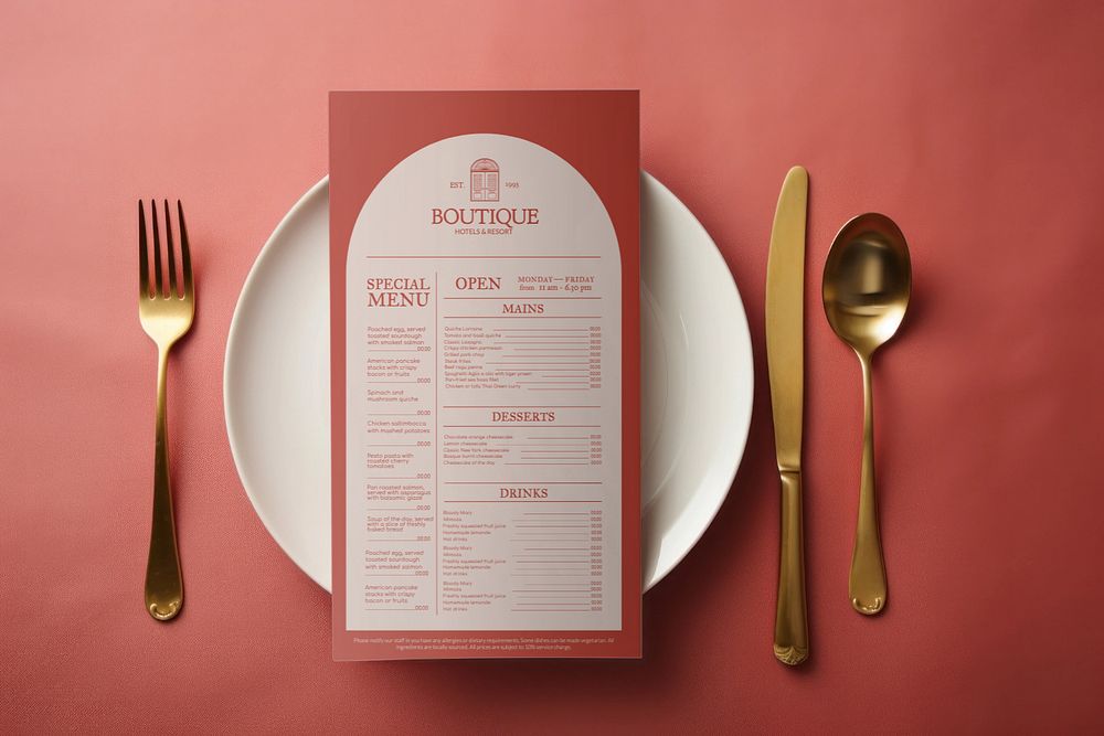 Restaurant menu card mockup, editable | Premium Mockup Generator - rawpixel