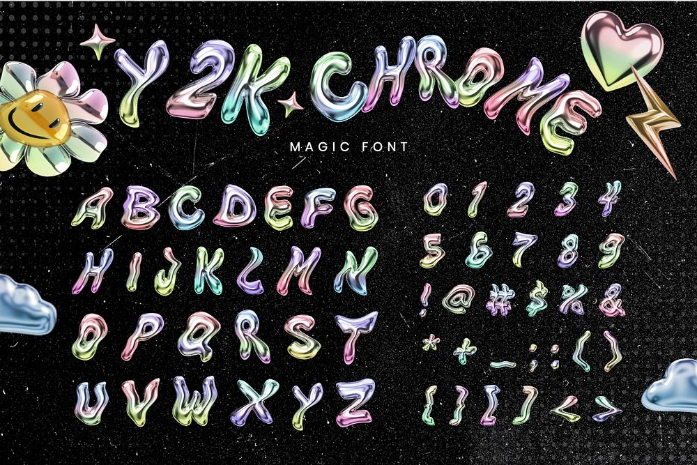 Y2K chrome magic font Pinterest | Free Editable Design - rawpixel