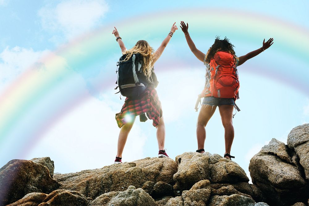 Backpacker friends traveling together | Premium Editable Design - rawpixel