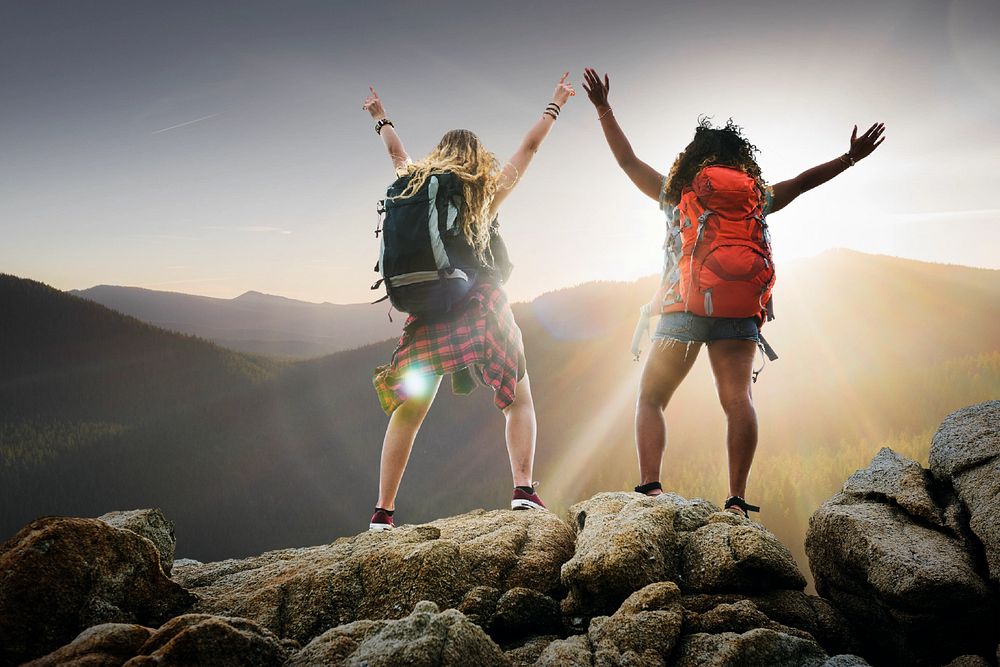 Backpacker friends traveling together | Premium Editable Design - rawpixel