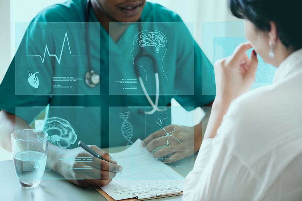 Doctor diagnose patient hospital, editable | Premium Editable Design ...