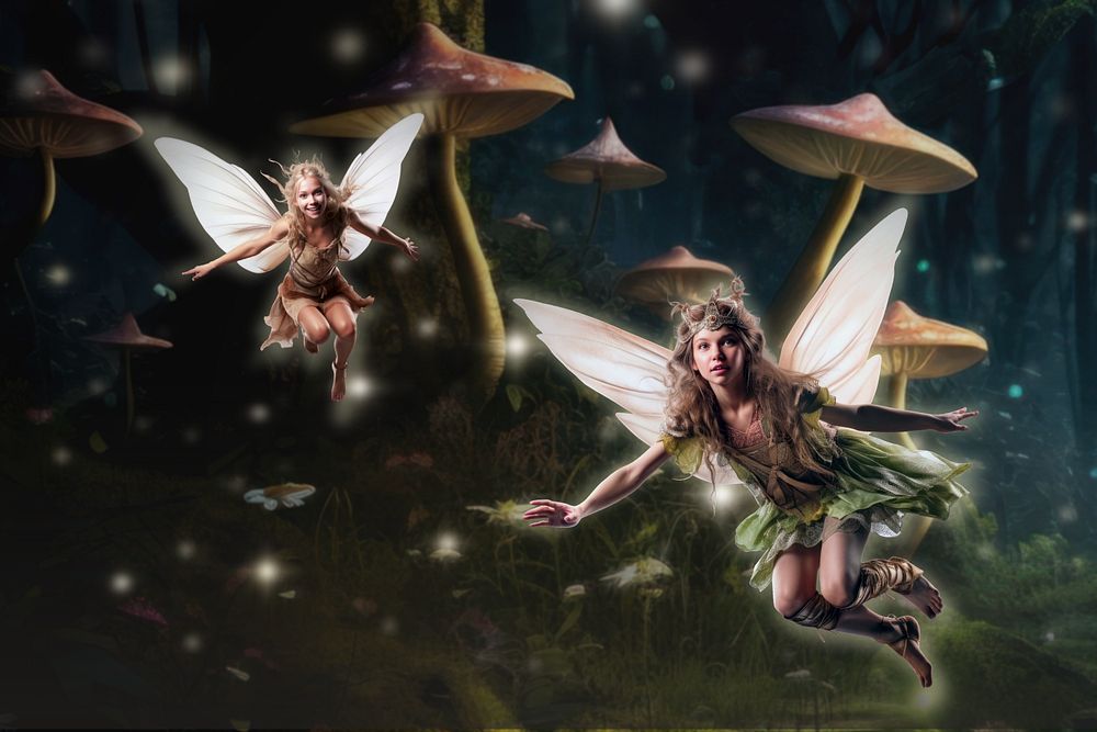 Enchanted forest fairies fantasy remix, | Premium Scene Creator - rawpixel