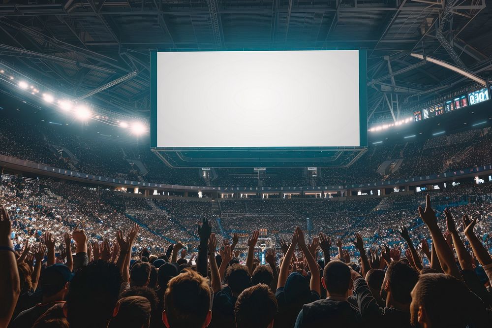 Stadium crowd cheering blank screen | Premium Mockup Generator - rawpixel