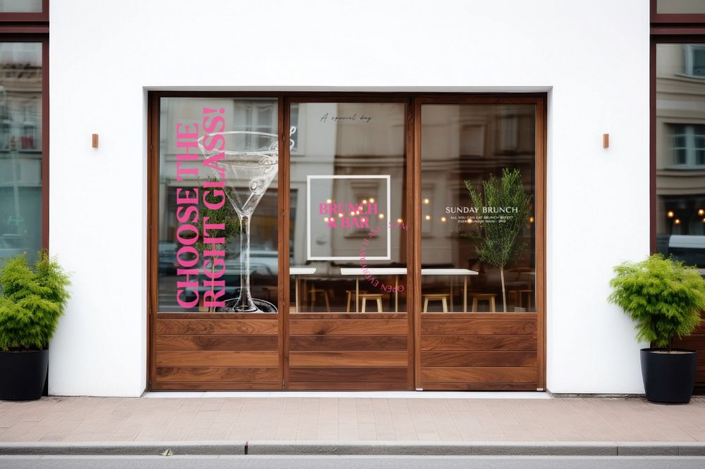 Editable restaurant storefront window mockup | Premium Mockup Generator ...