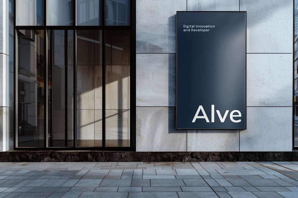 Editable modern building exterior signage | Premium Mockup Generator ...