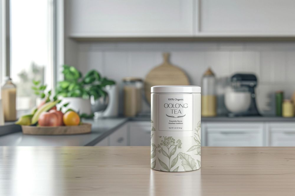 Elegant kitchen tea container mockup | Premium Mockup Generator - rawpixel