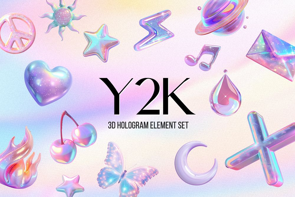 Editable 3d y2k hologram design | Premium Editable Design - rawpixel