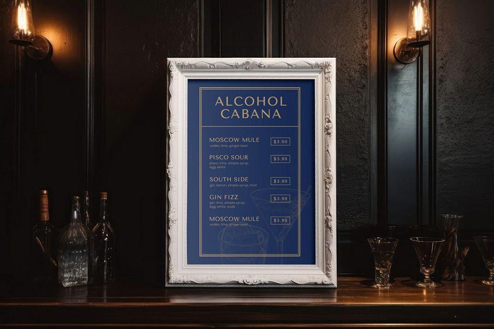 Editable bar menu frame mockup | Premium Mockup Generator - rawpixel