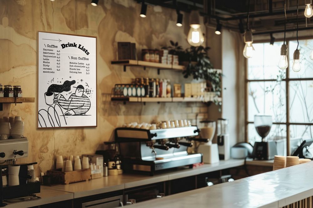 Editable coffee shop menu sign | Premium Mockup Generator - rawpixel