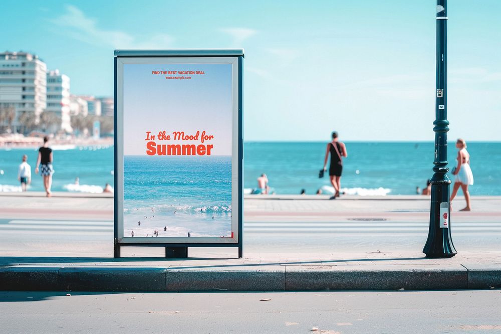 Editable summer beach ad sign | Premium Mockup Generator - rawpixel