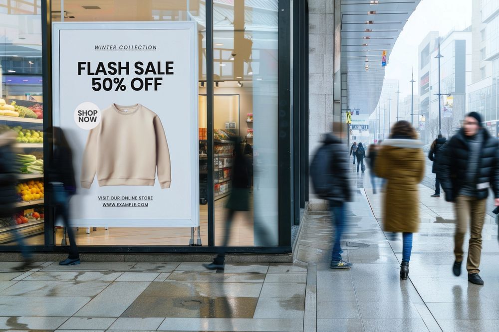 Editable urban storefront flash ad | Premium Mockup Generator - rawpixel