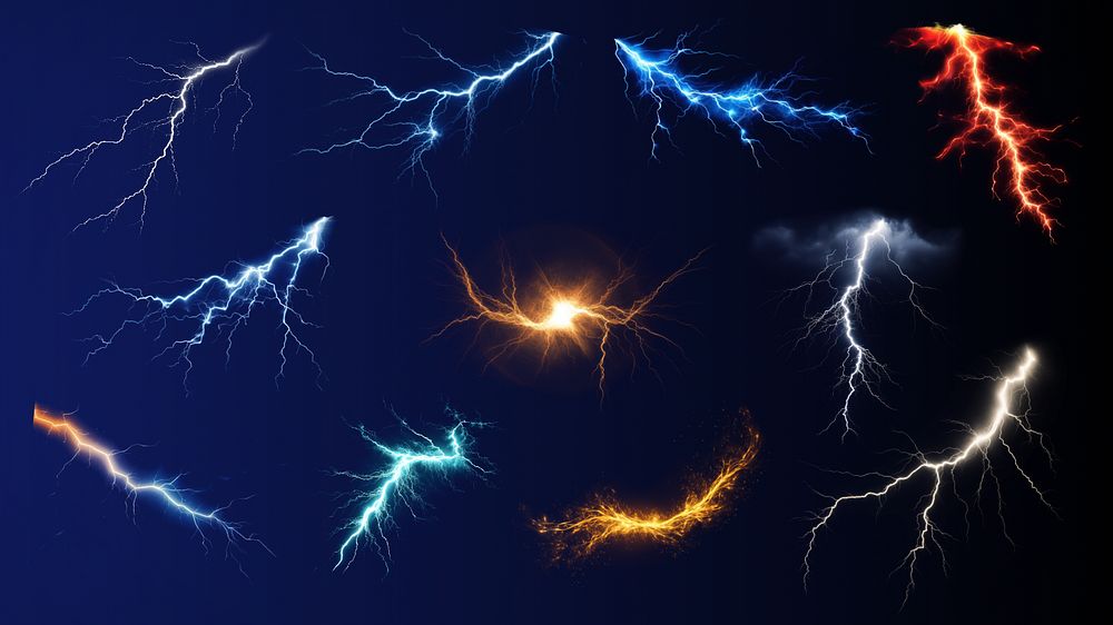 Editable lightning design element set | Premium Editable Design - rawpixel