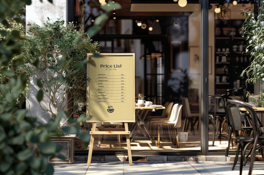Editable outdoor cafe menu board | Premium Mockup Generator - rawpixel