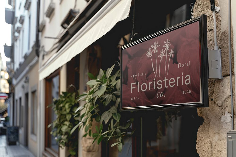 Editable floral shop sign mockup | Premium Mockup Generator - rawpixel