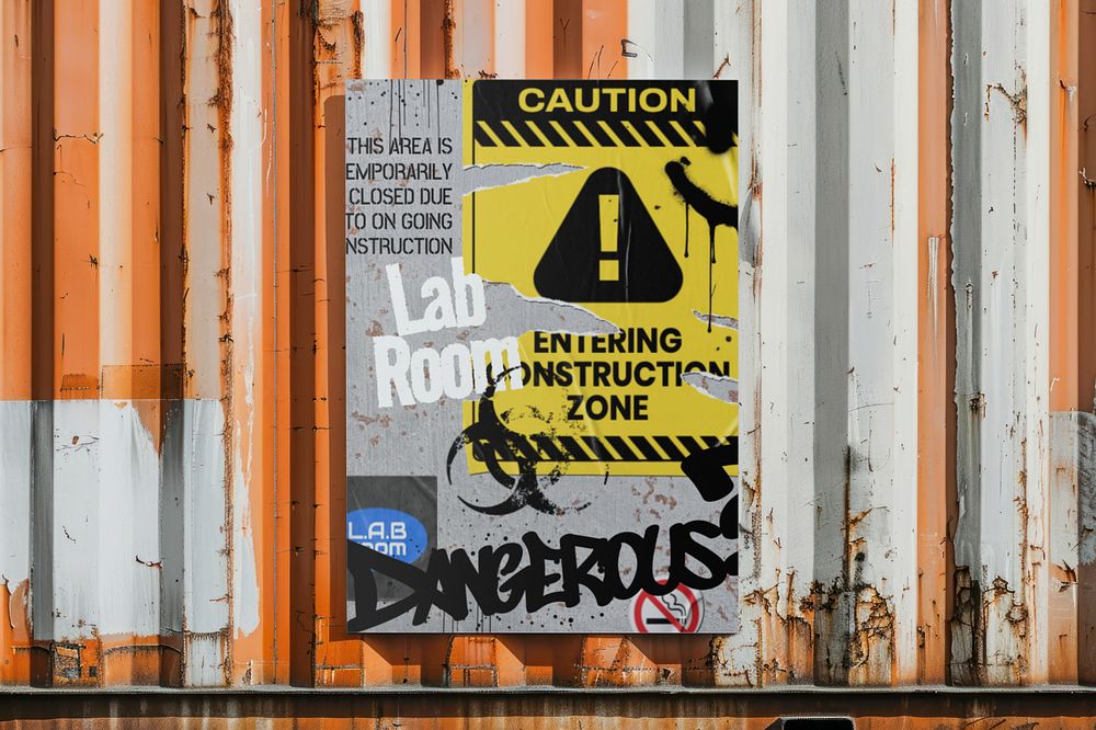 Editable construction warning sign mockup | Premium Mockup Generator ...