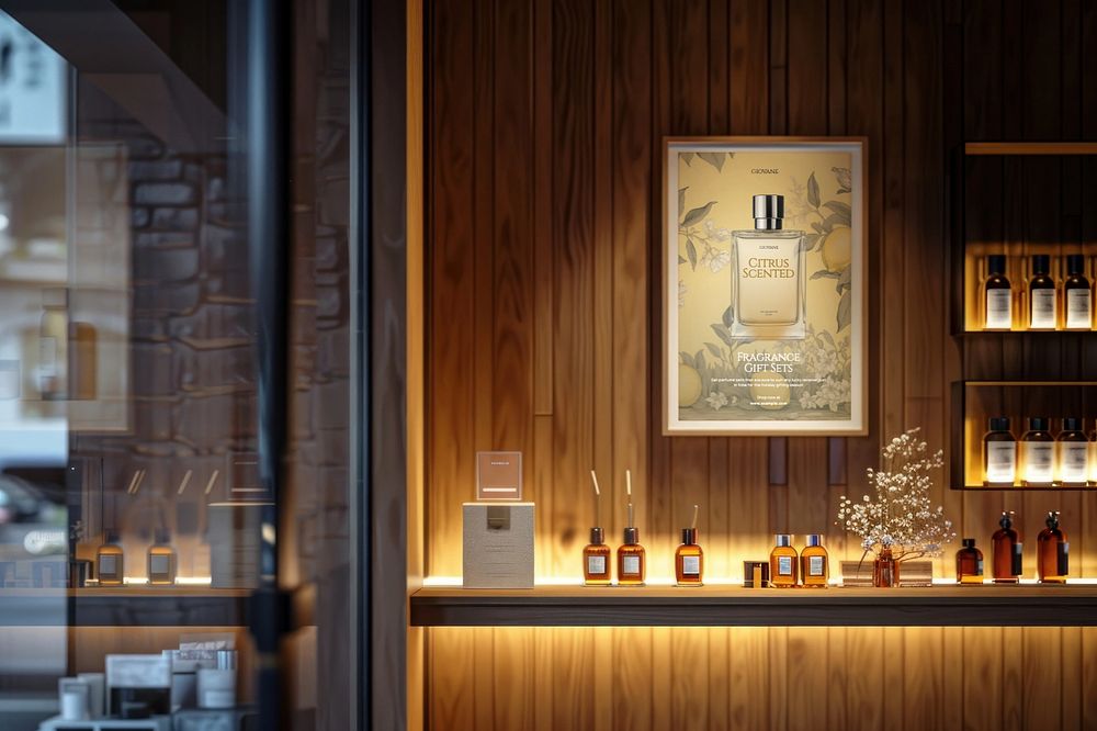 Editable perfume shop display mockup | Premium Mockup Generator - rawpixel