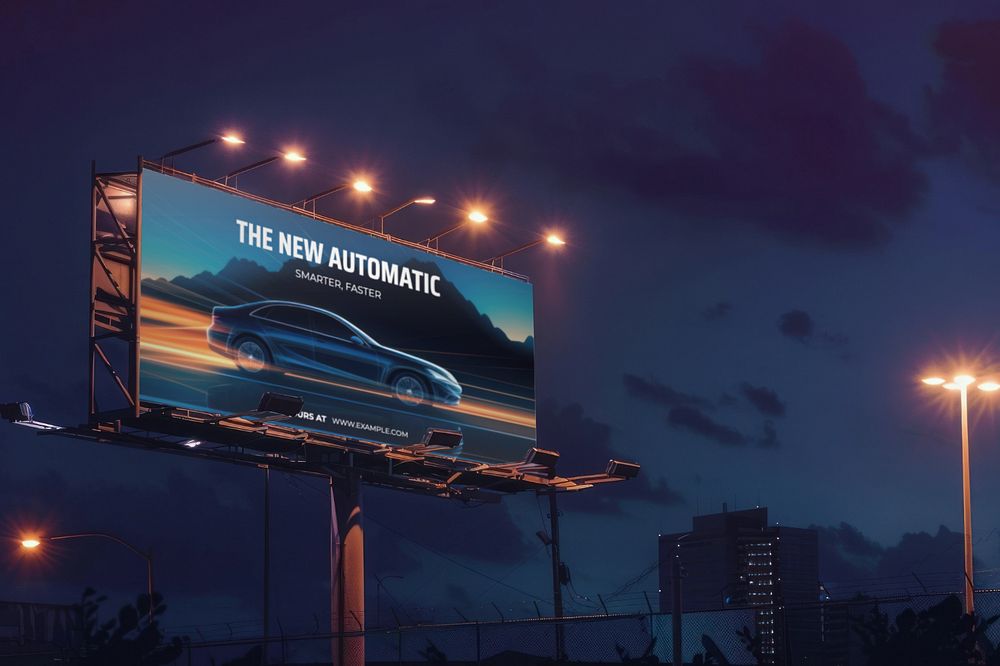 Editable nighttime billboard mockup | Premium Mockup Generator - rawpixel
