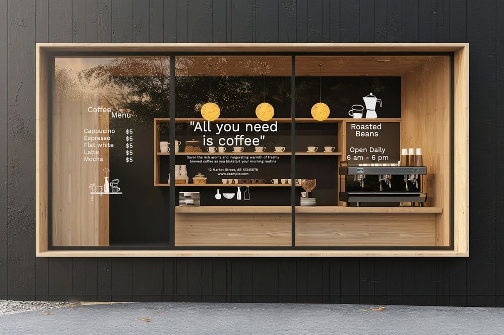 Editable coffee shop storefront mockup | Premium Mockup Generator ...