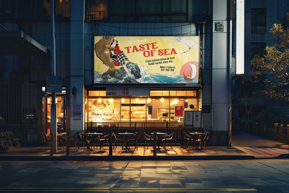 Editable restaurant storefront sign mockup | Premium Mockup Generator ...