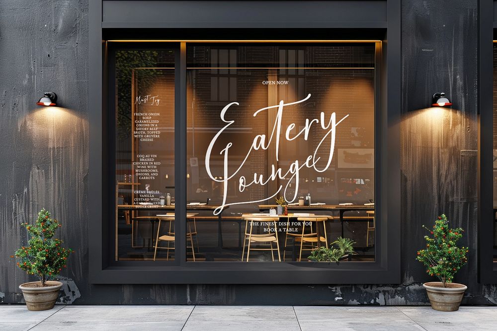 Editable modern restaurant storefront mockup | Premium Mockup Generator ...