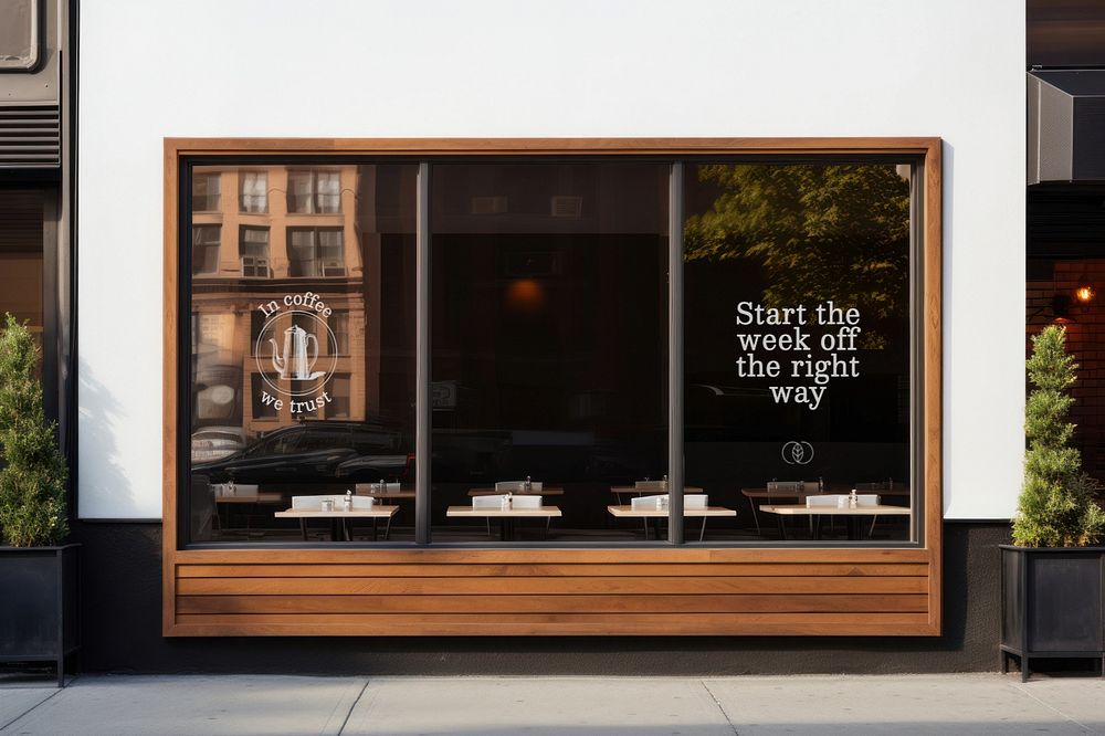 Editable modern storefront glass window | Premium Mockup Generator ...