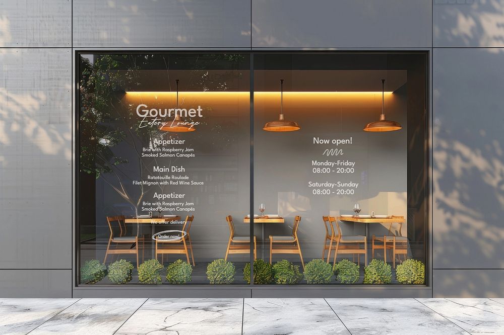 Editable restaurant window signage mockup | Premium Mockup Generator - rawpixel