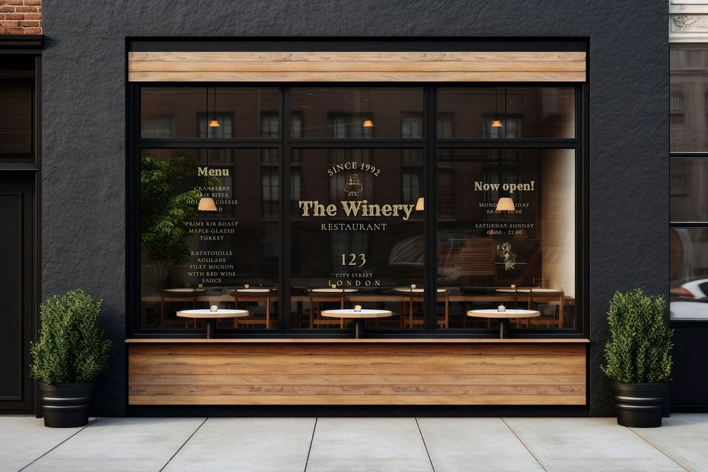 Editable elegant restaurant storefront mockup | Premium Mockup ...