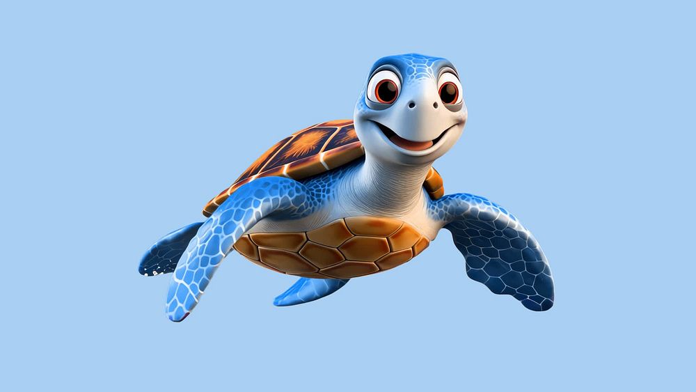 Smiling animated sea turtle character | Free Transparent Video - rawpixel