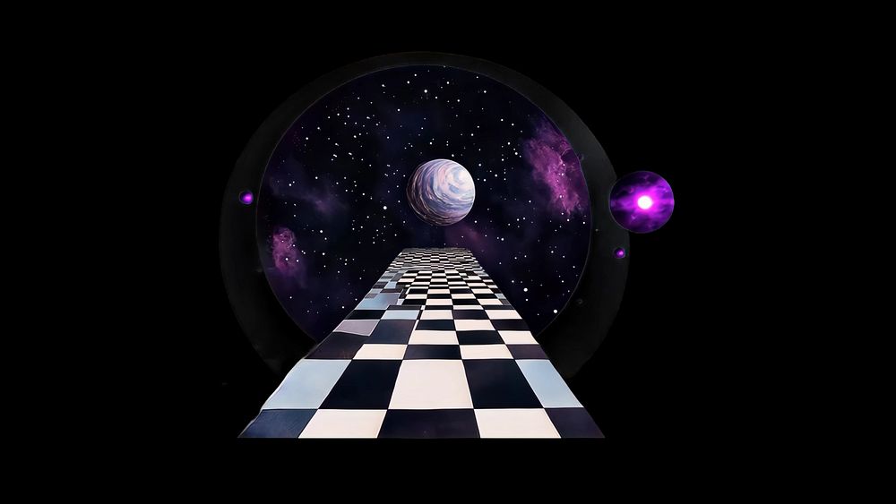 Surreal cosmic checkerboard path | Free Transparent Video - rawpixel