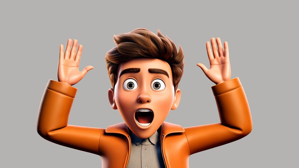 Surprised animated character raising hands | Free Transparent Video ...
