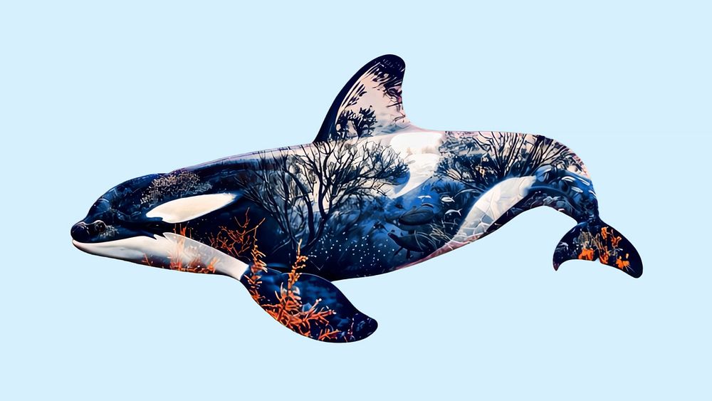 Orca sea double exposure element | Free Transparent Video - rawpixel