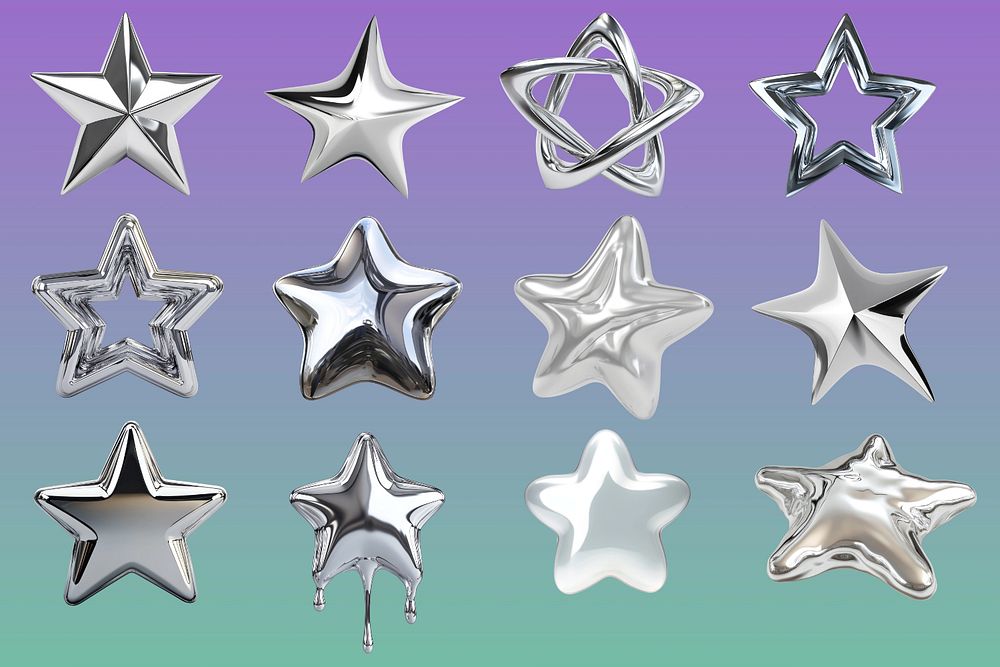 Glossy 3D star shapes collection, | Premium Editable Design - rawpixel