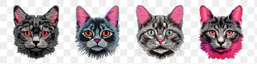 Embroidery style pink cat png | Premium PNG - rawpixel
