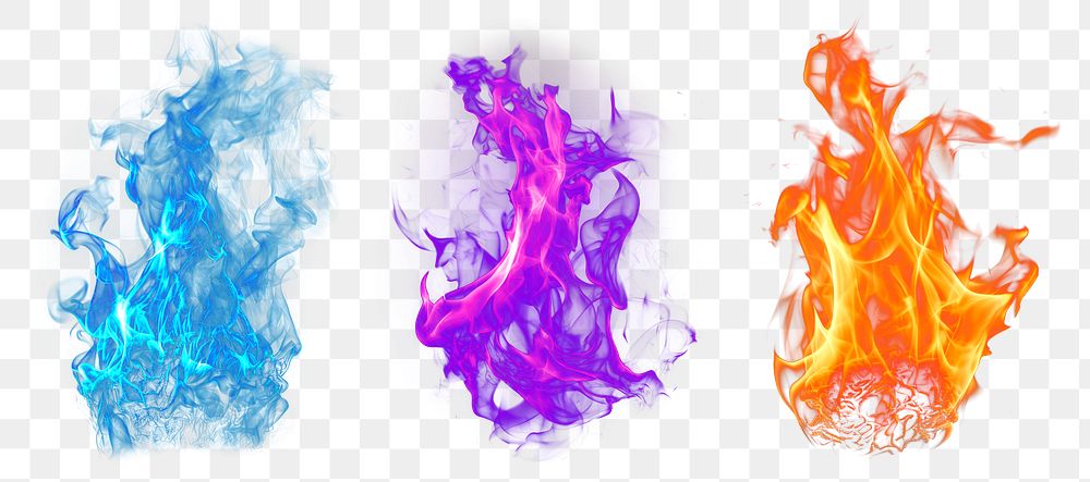PNG Purple blue flame set, | Premium PNG - rawpixel