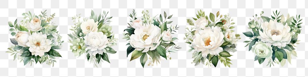 PNG White flowers watercolor set | Premium PNG - rawpixel